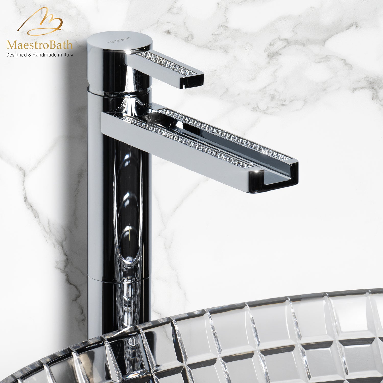 Luxury Italian Vessel Sink Faucet With Swarovski Crystals